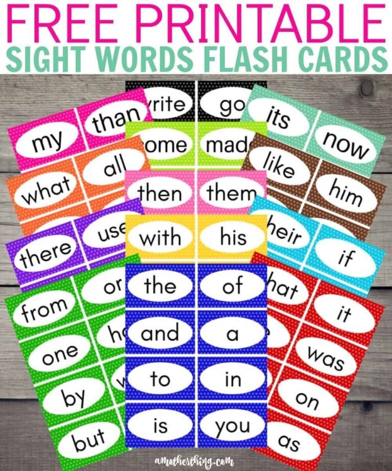 Sight Words Flash Cards Printable Pdf: Enhance Your Child's Reading ...